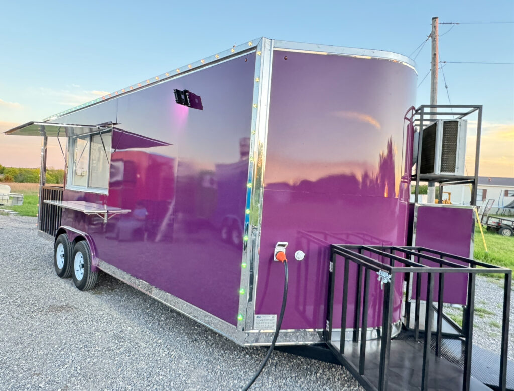Food Trailer 8X20' Purple with Porch - Food Trailers