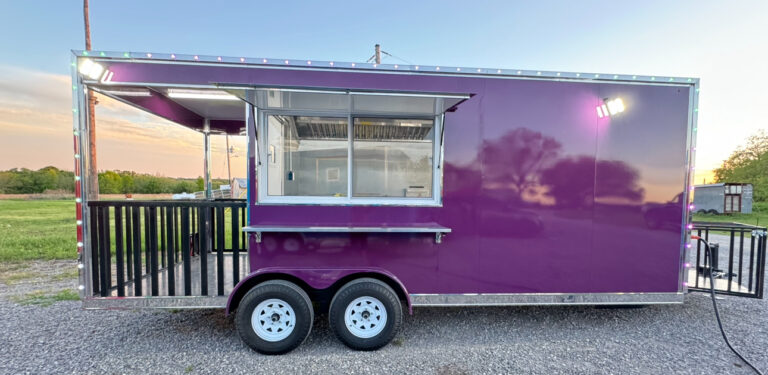 Food Trailer 8X20' Purple with Porch - Food Trailers