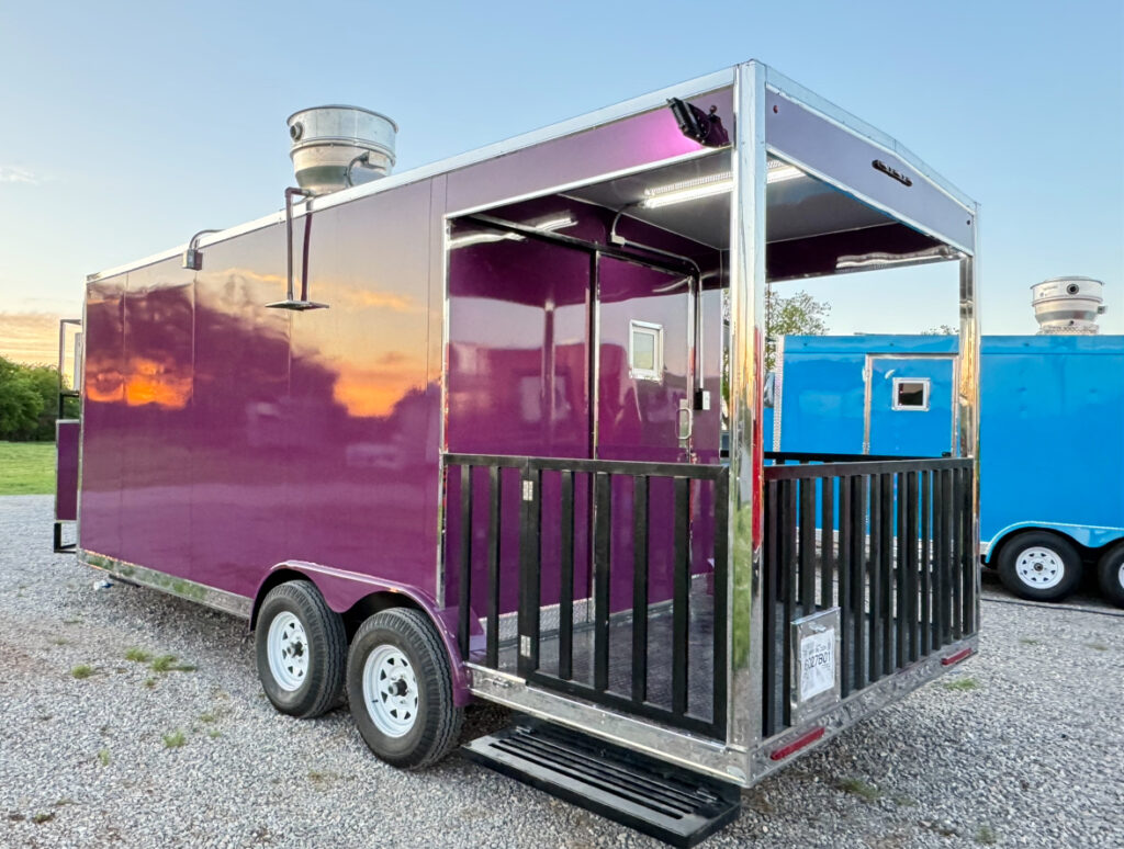 Food Trailer 8X20' Purple with Porch - Food Trailers