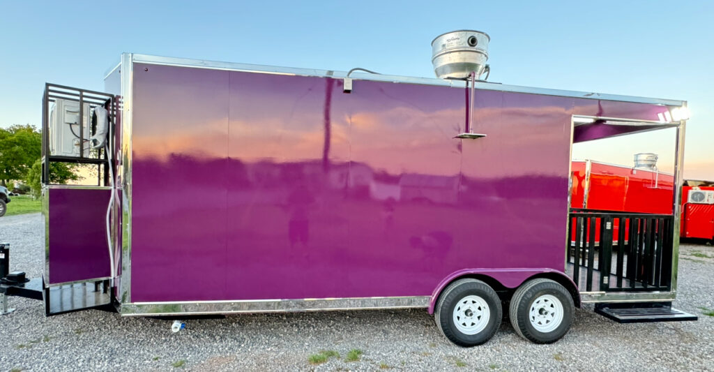 Food Trailer 8X20' Purple with Porch - Food Trailers
