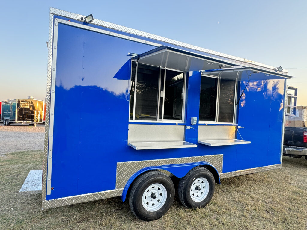 Blue Food Trailer 8x16 - Food Trailers