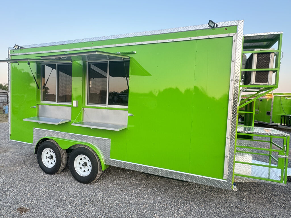 Green Food Trailer 8x16 - Food Trailers